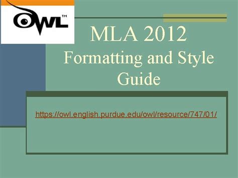 MLA Formatting And Style Guide Https Owl