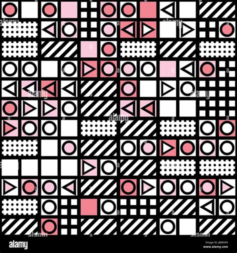 Decorative Geometric Shapes Tiling Monochrome Trendy Irregular Pattern Abstract Background