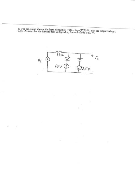 Solved For The Circuit Shown The Input Voltage Is V I T Chegg