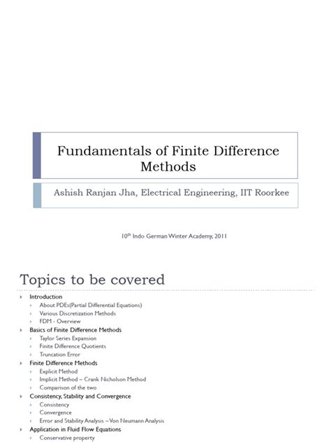 Finite Difference Methods Guide Pdf Partial Differential Equation Mathematical Concepts