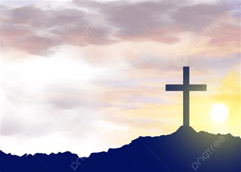 Cross Jesus Border Mountain Cross Jesus Frame Christianity Png