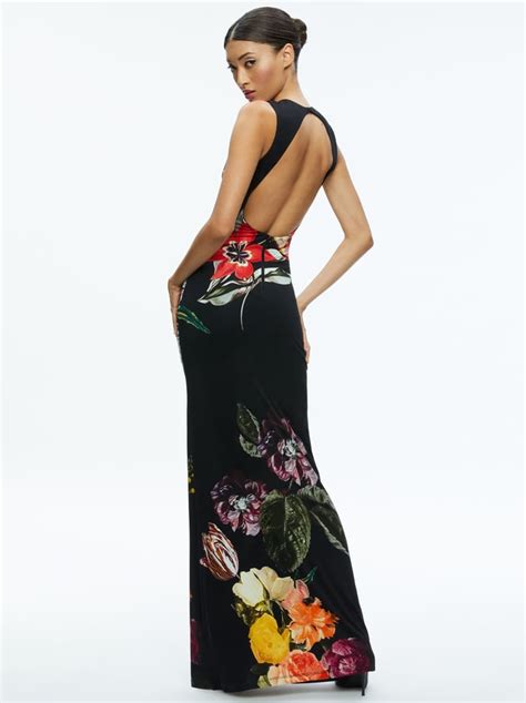 Delora Open Back Maxi Dress In Essential Floral Alice Olivia