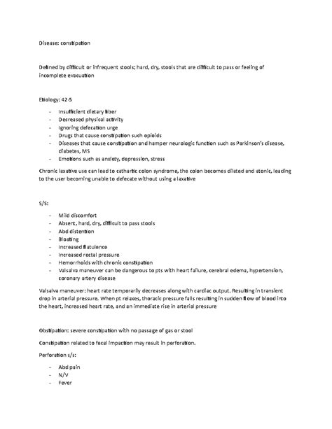 Constipation Concept Map Disease Constipation Defined By Difficult Or Infrequent Stools Hard