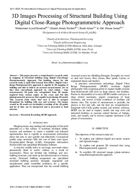 Pdf 3d Mapping Of Structures Via Digital Photogrammetry