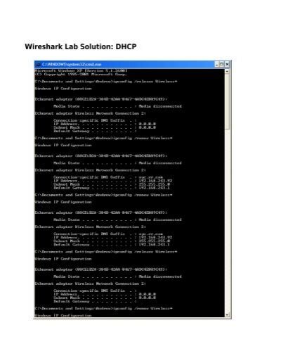Wireshark Lab Solution DHCP