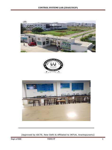 Jntua Control Systems Lab Manual R20 Pdf Control Theory Engineering