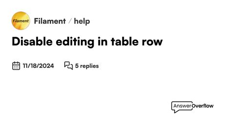 Disable Editing In Table Row Filament