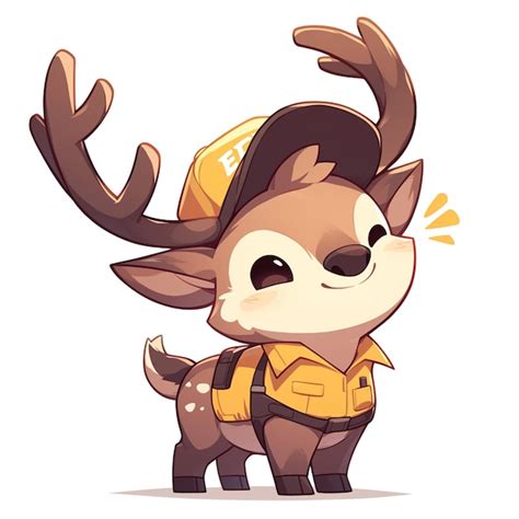 Premium Vector A Deer Farmer Cartoon Style