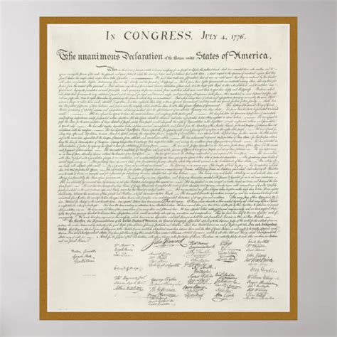 Declaration Of Independence Engraving Poster Zazzle