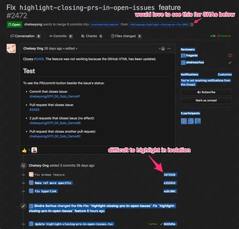 Make The Commit Sha On The Pr Page More Easily Selectable · Issue 2508 · Refined Githubrefined