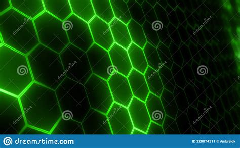 3d Rendering Of Abstract Futuristic Hexagonal Mesh With Light Effects Stock Illustration