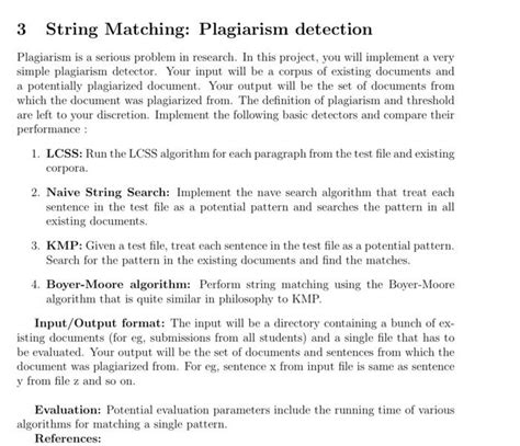 Solved 3 String Matching Plagiarism Detection 3 Plagiarism