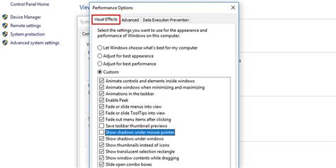 how to enable or disable mouse pointer shadow in windows 10