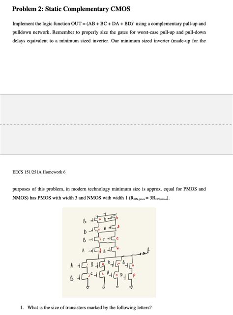 Problem 2 Static Complementary Cmos Implement The Logic Course Hero