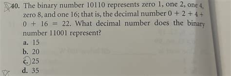 Solved The Binary Number 10110 ﻿represents Zero 1 ﻿one 2