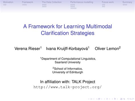 Pdf A Framework For Learning Multimodal Clarification Strategies