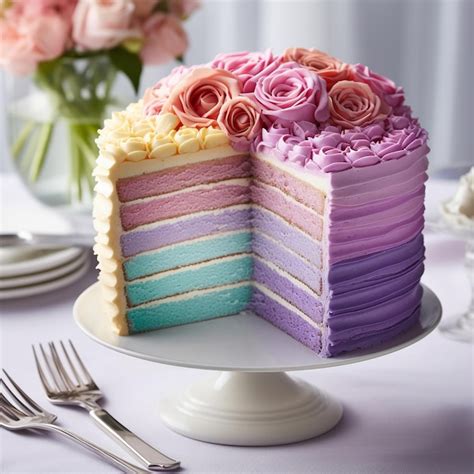 Premium Ai Image Delicious Decorated Ombre Cake
