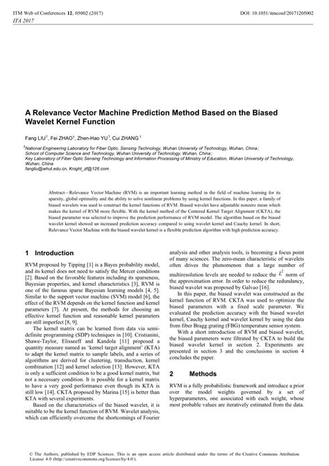 Pdf A Relevance Vector Machine Prediction Method Based On The Biased Wavelet Kernel Function