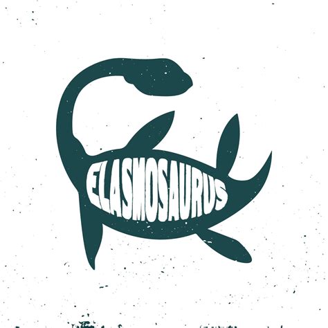 Elasmosaurus Colorful Dinosaur With Lettering And Texture Vector