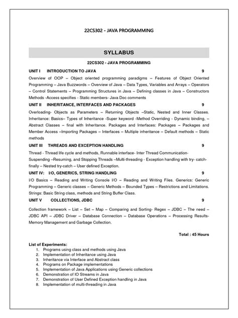 22cs302 Unit 1 To 3 Material Pdf Class Computer Programming