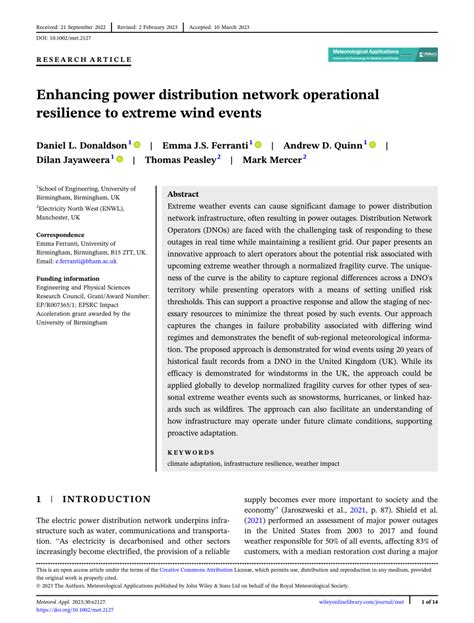 Pdf Enhancing Power Distribution Network Operational Resilience To Extreme Wind Events
