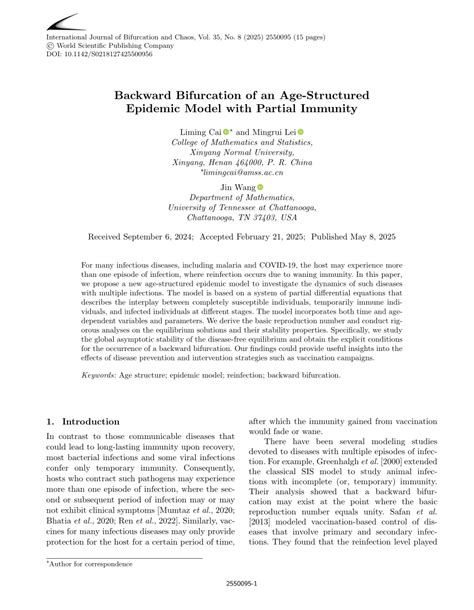 Backward Bifurcation Of An Age Structured Epidemic Model With Partial Immunity
