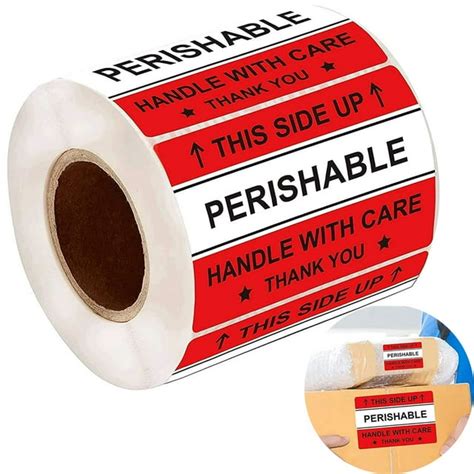 Perishable Warning Shipping Labels 2x3inch 250pcs Red Handle With Care