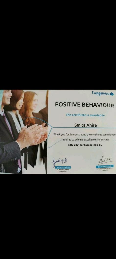 Smita Ahire On Linkedin Thank You So Much For The Appreciation Capgemini