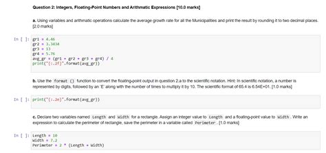 Solved Question 2 Integers Floating Point Numbers And