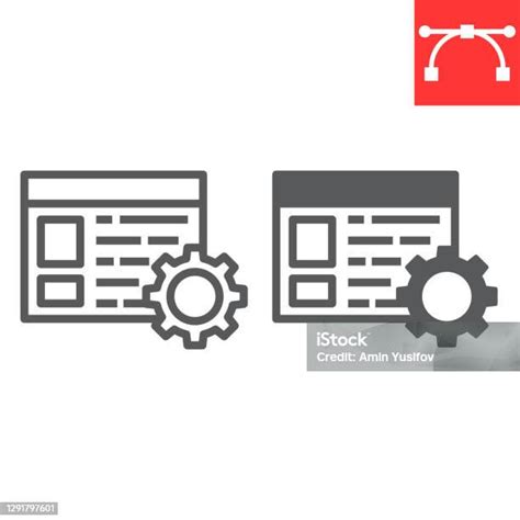 콘텐츠 관리 라인 과 글리프 아이콘 마케팅 및 Seo Cog 사인 벡터 그래픽 편집 가능한 스트로크 선형 아이콘 Eps 10 브라우저 Centers For Medicare