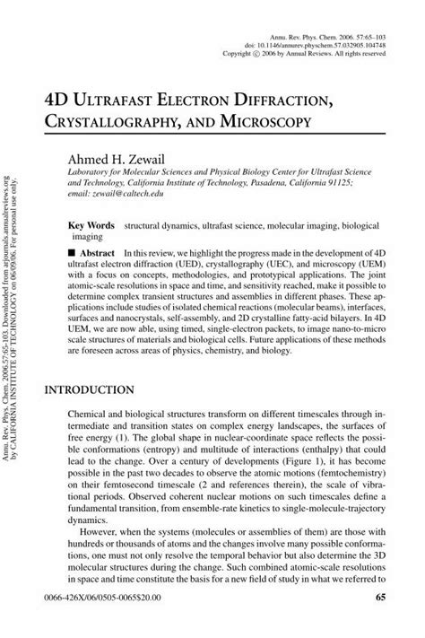 Pdf 4d Ultrafast Electron Diffraction Crystallography … 7268 01