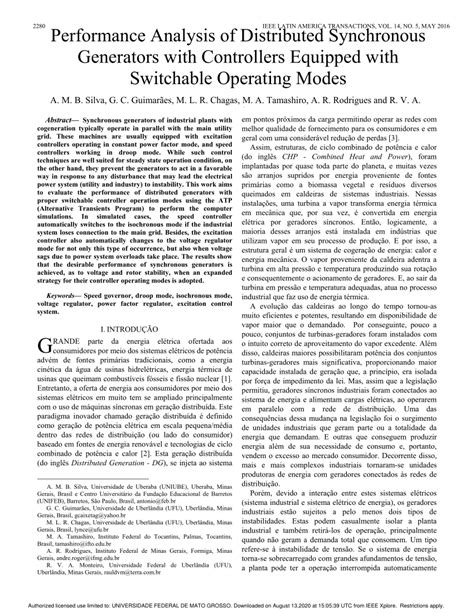 pdf performance analysis of distributed synchronous generators with