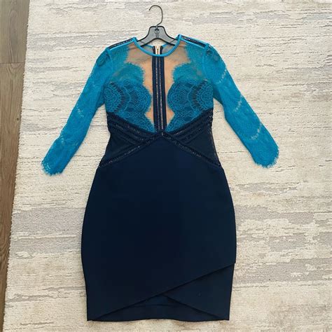 Three Floor Blue Lace Cocktail Dress Gem