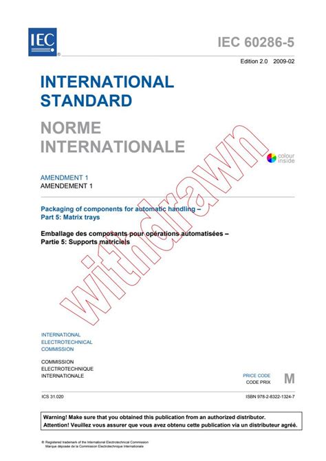 Iec 60286 5 2003 Amd1 2009 Amendment 1 Packaging Of Components For Automatic Handling Part 5