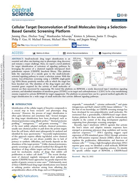 Pdf Cellular Target Deconvolution Of Small Molecules Using A