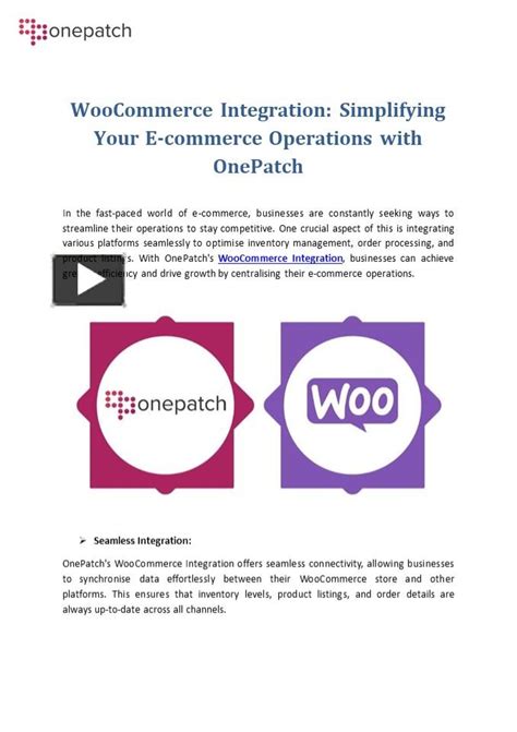 Ppt Woocommerce Integration Simplifying Your E Commerce Operations With Onepatch Powerpoint