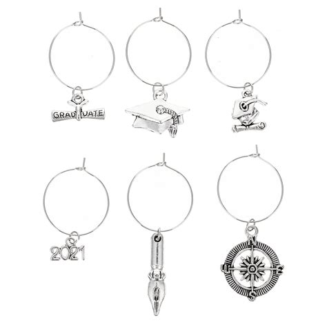 6pcs Alloy Cup Ring Graduation Party Wine Glass Decoration Party Wine