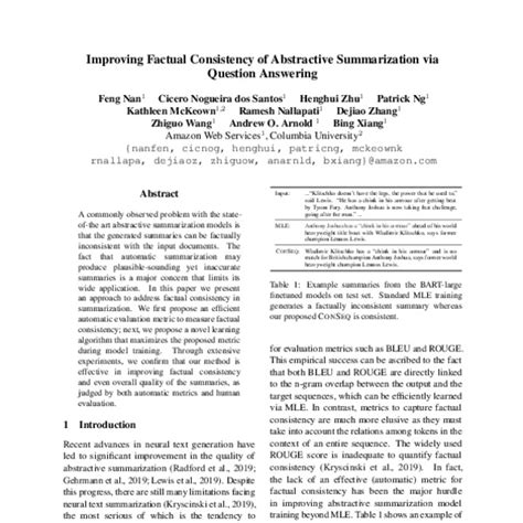 Improving Factual Consistency Of Abstractive Summarization Via Question Answering Acl Anthology