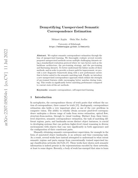 Pdf Demystifying Unsupervised Semantic Correspondence Estimation