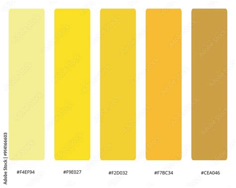 A Set Of Yellow Color Palette Of Five Colors With A Code A Collection