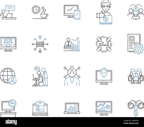 Office Management Line Icons Collection Efficiency Productivity