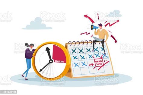 마감일 작업 생산성 비즈니스 프로세스 개념의 시간 관리 바쁜 사업가와 사업가 캐릭터 마감일에 대한 스톡 벡터 아트 및 기타 이미지 마감일 달력 시간 Istock