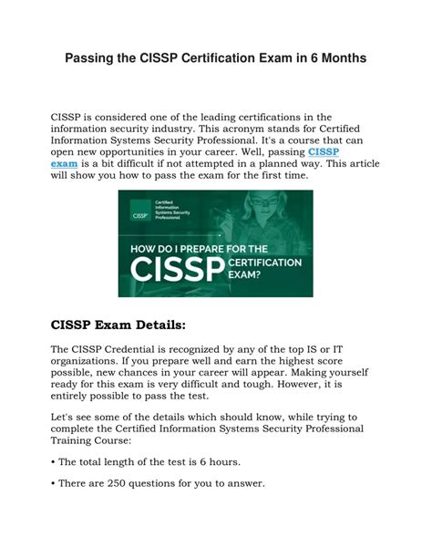 Ppt Passing The Cissp Certification Exam In 6 Months Powerpoint Presentation Id 11935249