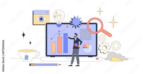 Data Visualization With Graphs And Diagrams Tiny Person Neubrutalism