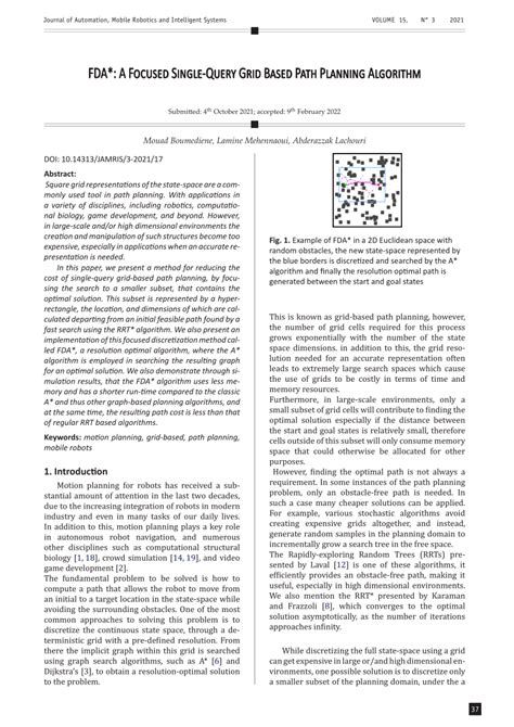 Pdf Fda A Focused Single Query Grid Based Path Planning Algorithm