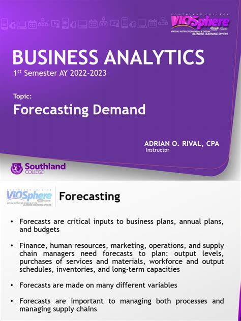 Forecasting Demand Sc Ppt 1st Sem 22 23 Pdf Errors And Residuals Forecasting