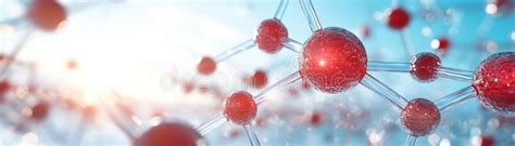 Red Molecular Structure Against A Serene Blue Sky Stock Illustration