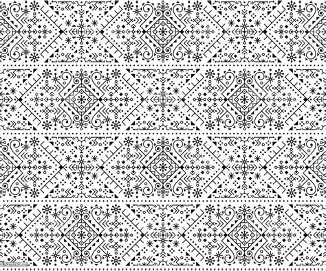 아이슬란드 스타일의 부족 라인 아트 벡터 기하학적 모티프 섬유 또는 북유럽 국가의 바이킹 룬 또는 나닛에서 영감을 받은 패브릭 프린트 디자인의 매끄러운 패튼 검은색에 대한