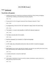 CIS Exam Docx CIS Exam Name Irvin R Cruz True False Points Software