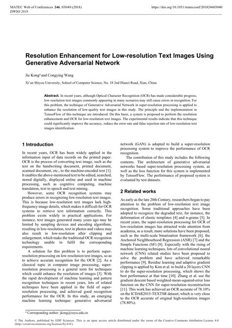 Pdf Resolution Enhancement For Low Resolution Text Images Using Generative Adversarial Network